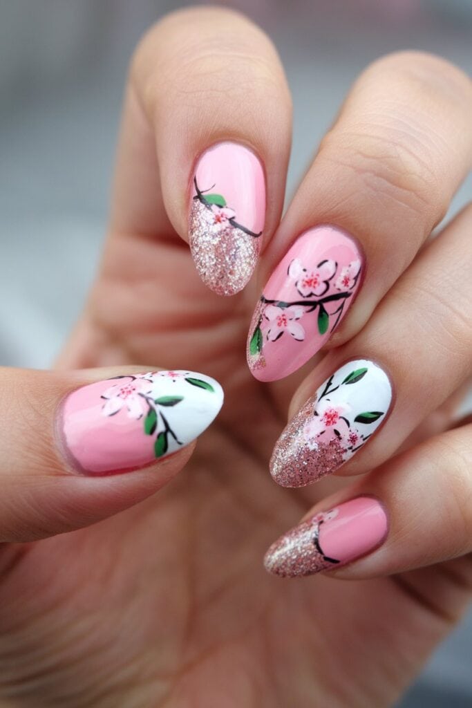 30 Spring Glitter Nail Designs - Nail the Glam