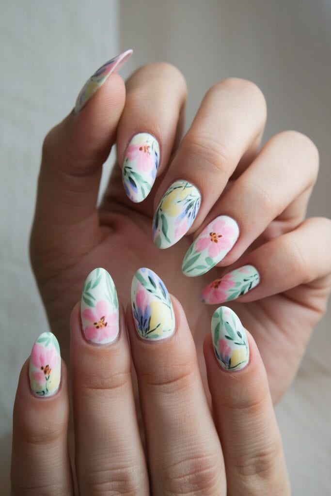 38 Spring Nail Designs with Flowers - Nail the Glam