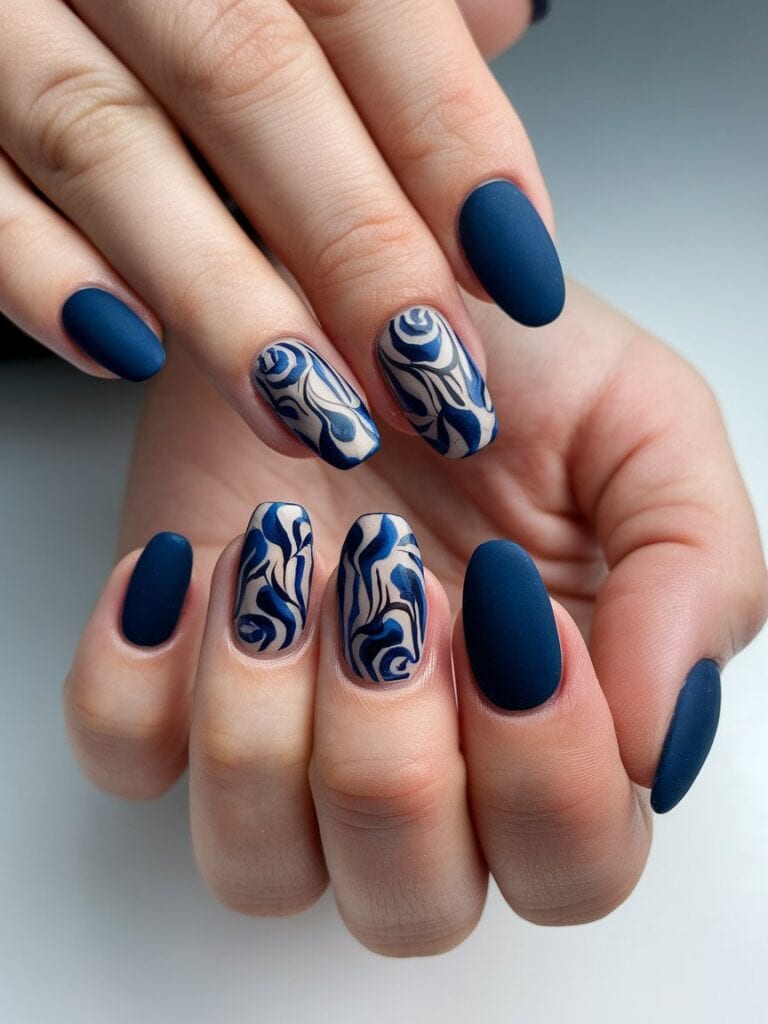40 Dark Blue Nail Design Ideas - Nail the Glam