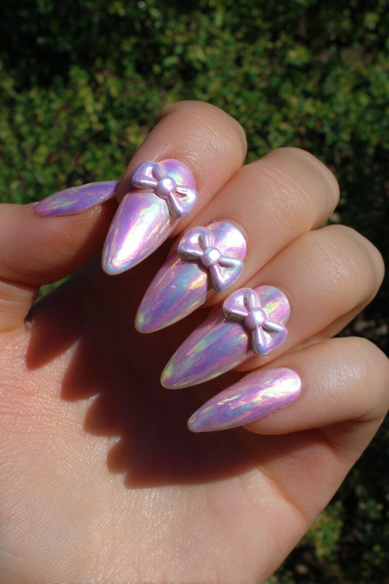 35 Nail Design Ideas with Bows - Nail the Glam