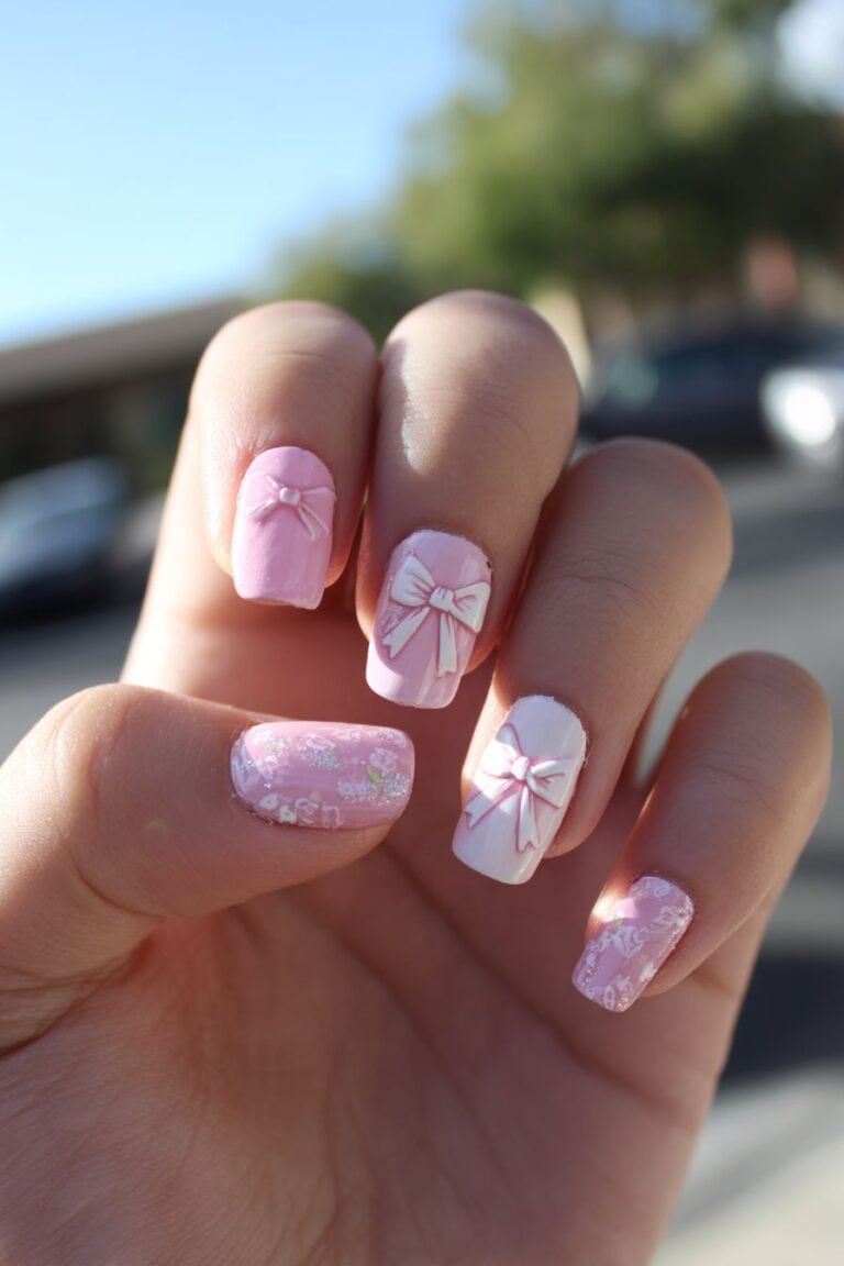35 Nail Design Ideas with Bows - Nail the Glam
