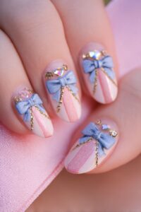 35 Nail Design Ideas with Bows - Nail the Glam