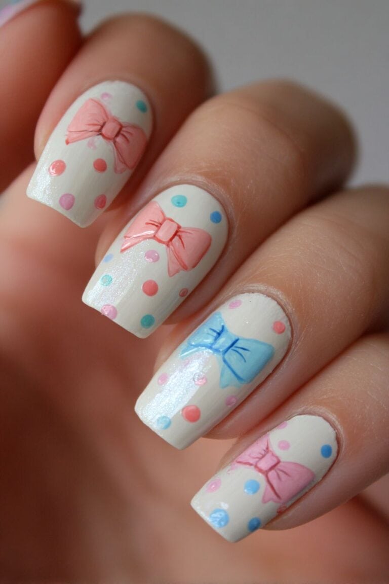 35 Nail Design Ideas with Bows - Nail the Glam