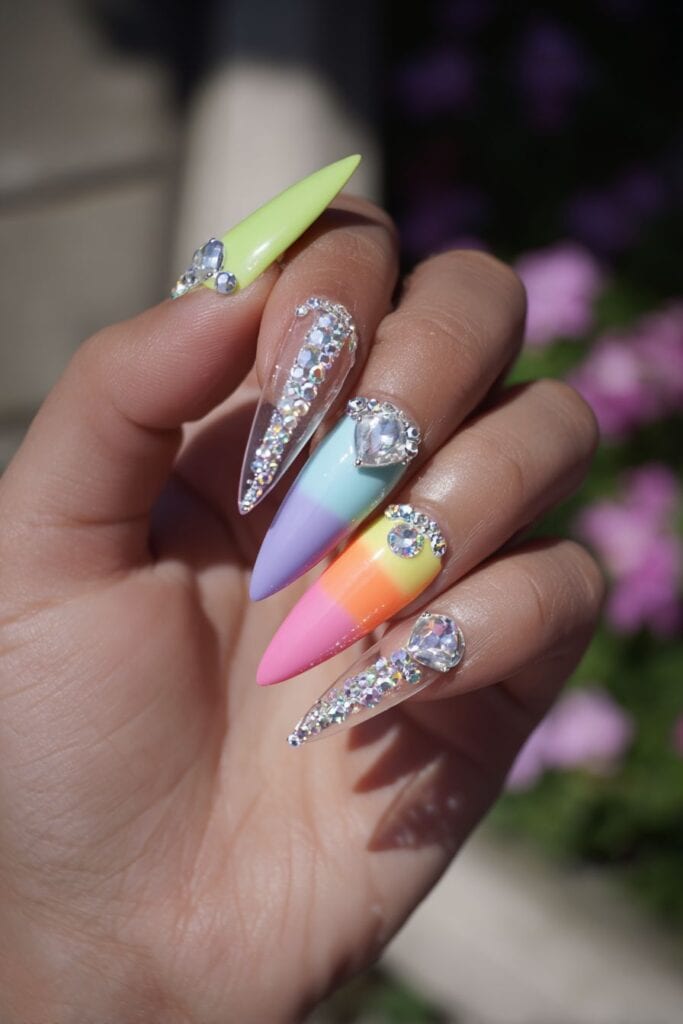 38 Nail Design Ideas with Diamonds - Nail the Glam