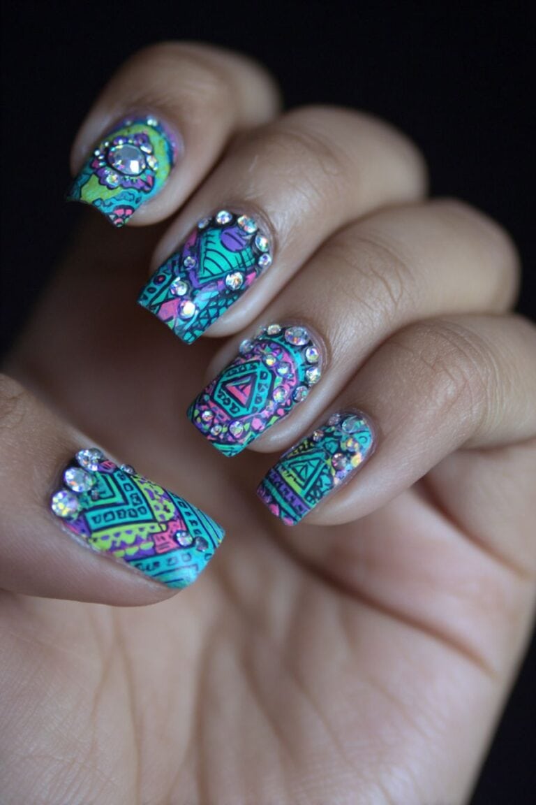 38 Nail Design Ideas with Rhinestones - Nail the Glam