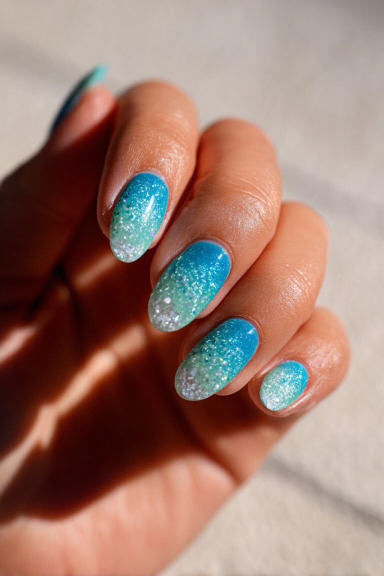 20 Blue Glitter Nail Designs - Nail the Glam