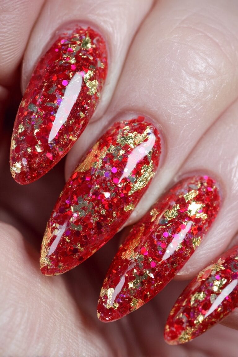 20 Red Glitter Nail Designs - Nail the Glam