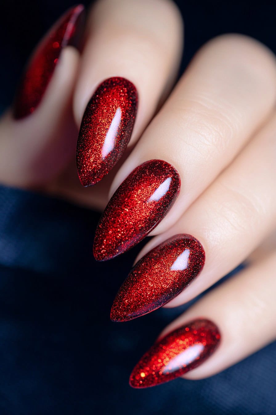 20 Red Glitter Nail Designs - Nail the Glam