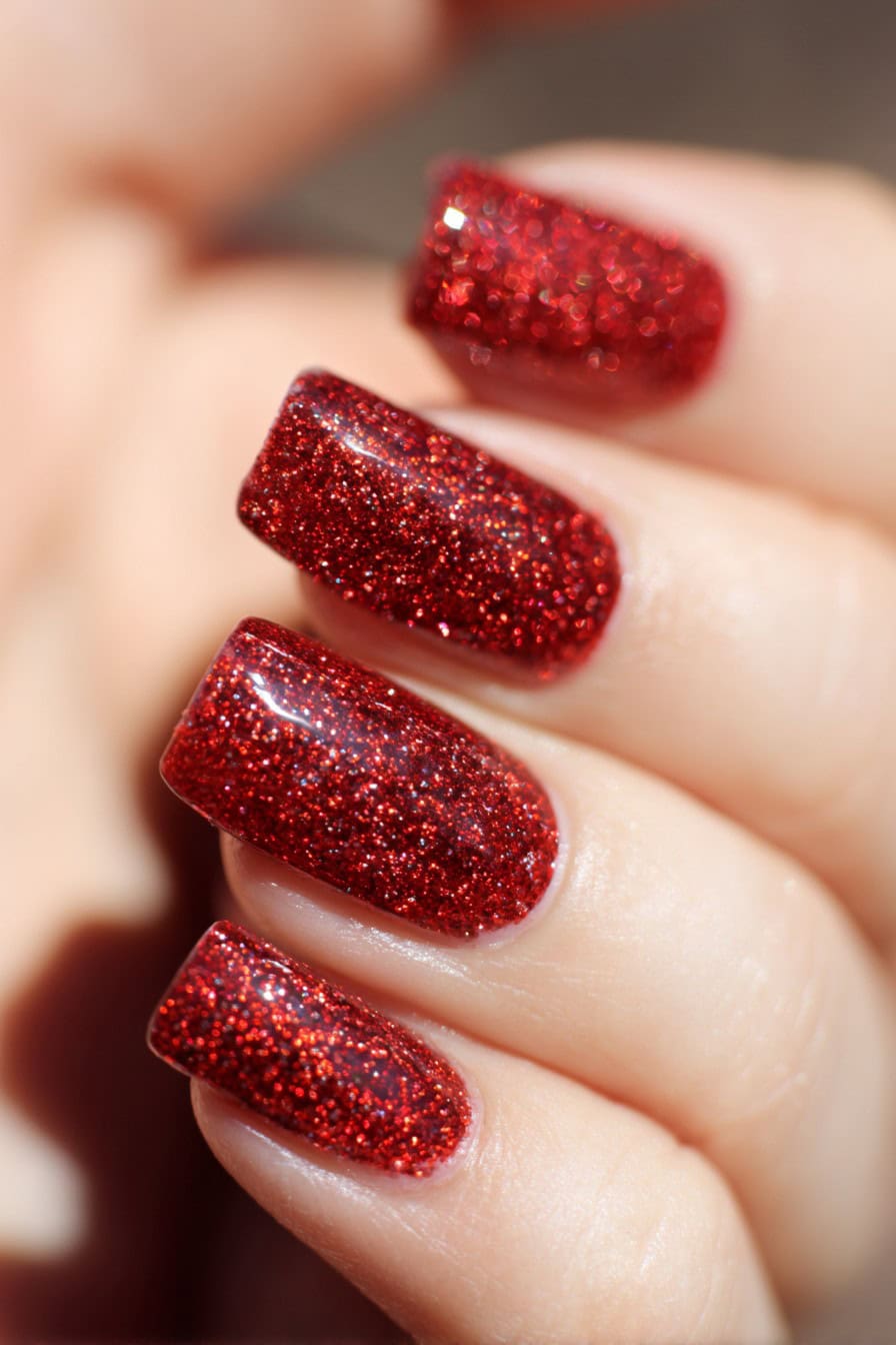 20 Red Glitter Nail Designs - Nail the Glam